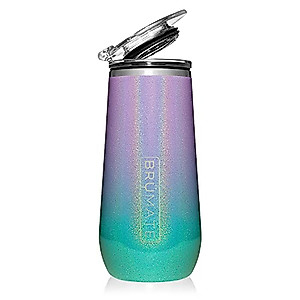BrüMate 12oz Insulated Champagne Flute With Flip-Top Lid - Made With Vacuum Insulated Stainless Steel (Glitter Mermaid)