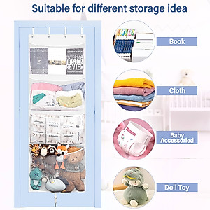 Woodoulogy Hanging Stuffed Animal Storage, Over Door Large Plush Toy Organizer with Metal Hook, Baby Accessory Holder Idea for Nursery, Doll & Bear Mesh Hammock Bag for Girl Boy Kid Room
