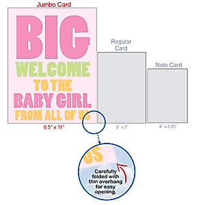 NobleWorks, Hilarious New Baby Congratulations Card, Pregnancy Notecard w/Envelope, From All of Us (8.5 x 11 Inch), New Baby Girl J6855BBG-US