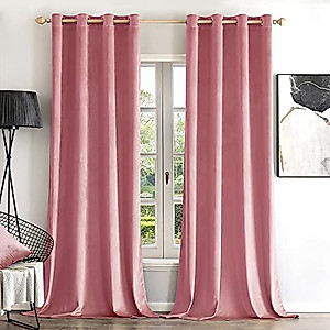 MIULEE Blush Pink Velvet Curtains Thermal Insulated Blackout Curtains/Grommet Window Drapes for Home Theatre/Girls Room/Wedding Decor 52 x 96 Inches Set of 2 Bundle Back Tab Velvet Curtains 2 Panels