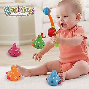 Dwi Dowellin Bath Toys Fishing Games Swimming Whales Bath Time Bathtub Toy for Toddlers Baby Kids Infant Fish Set Age 18months and up