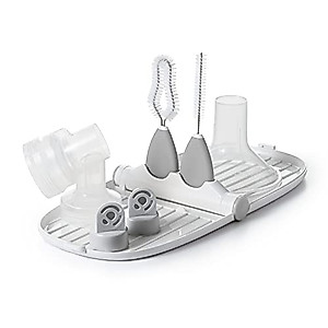 OXO Tot Breast Pump Parts Compact Drying Rack with Detail Brushes, Gray, 2 Piece Set