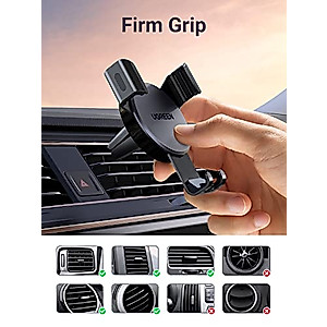 UGREEN Car Vent Phone Mount Air Vent Clip Cell Phone Holder Gravity Auto Lock Compatible with iPhone 14 Pro Max 14 Plus, iPhone 13 12 11 Pro Max XR XS 8 7 Plus SE, Samsung Galaxy S22 Smartphone Black