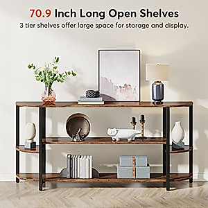 Tribesigns 70.9 Inch Extra Long Console Table, Industrial Sofa Table Behind Couch, Entry Table with Storage for Entryway, Hallway, Living Room, Rustic Brown