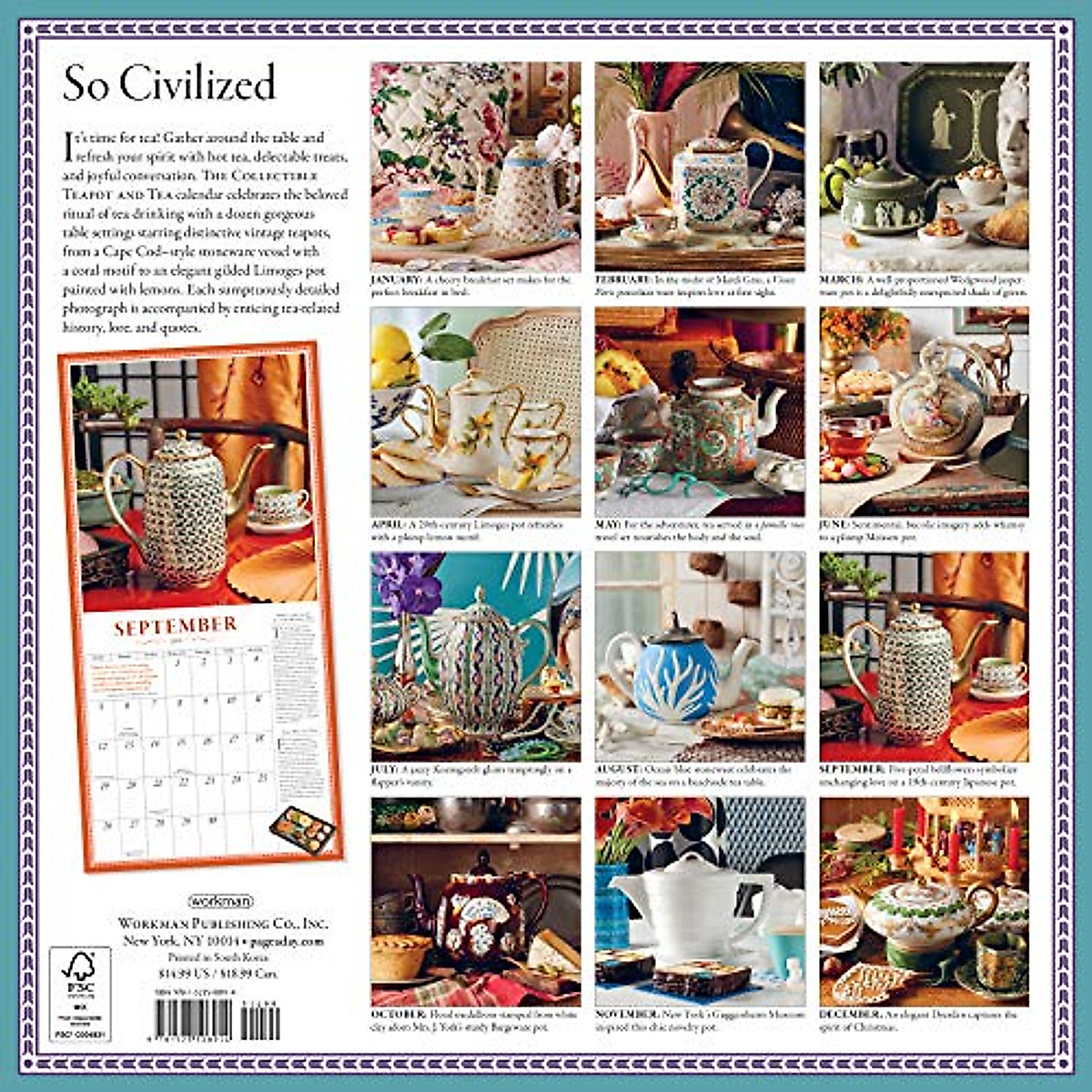 Collectible Teapot & Tea Wall Calendar 2021