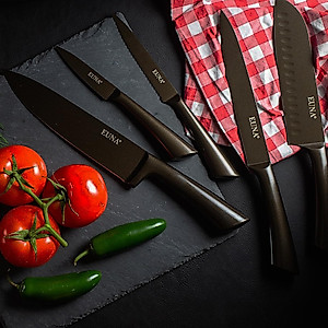 EUNA Kitchen knife set of 5, Sharp Chef Knife Set without Block Professional High Carbon Stainless Steel Cooking Knife Set with acrylic Handle and Gift Box
