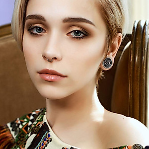 Pierced Owl Antique Silver Plated Stainless Steel Crescent Moons and Star Centered Screw Fit Plug Gauges, Sold As Pair (10mm (00GA))