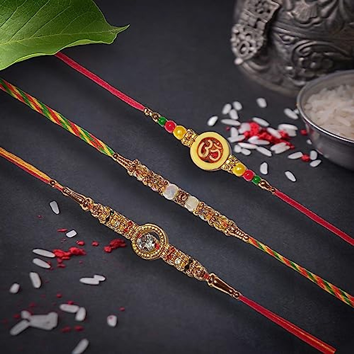 Sharvil Set 3 of Rakhi for Brother Bhaiya Bhabhi Raksha Bhandhan Rakhi Thread Bracelet Cotton Thread with Greeting Card,Orange