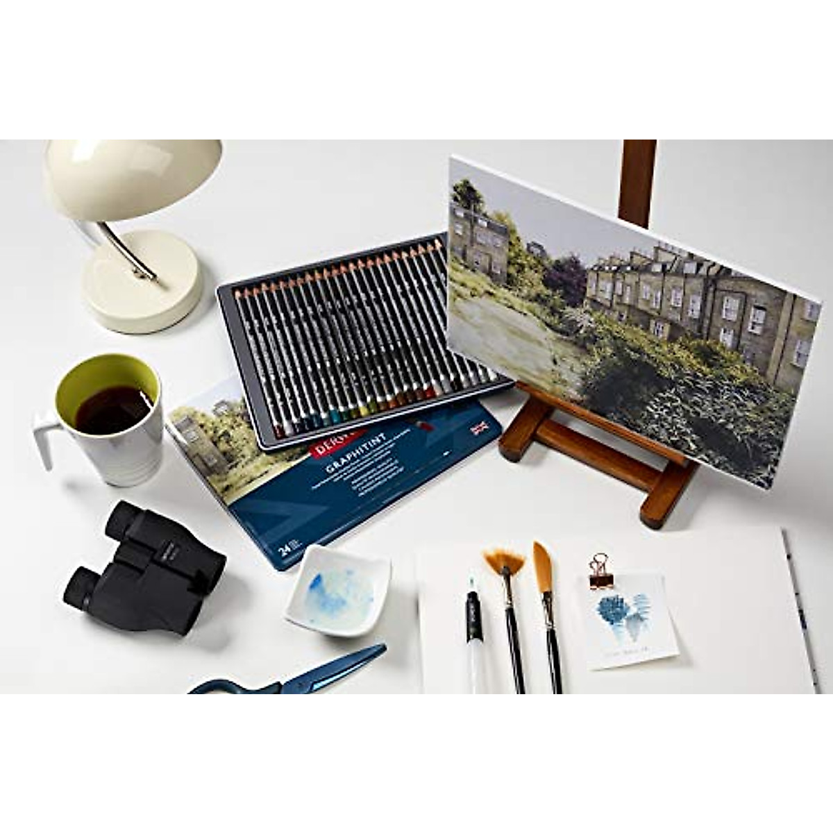 Derwent Graphitint Pencils Tin, Set of 24, Great for Holiday Gifts, Unique Blend of Graphite and Color, Watersoluble, Ideal for Mixed Media, Professional Quality (0700803)