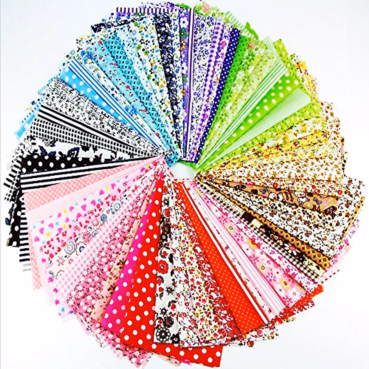 60 Pcs 4" x 4"(10cm x 10cm) Assorted Craft Fabric Bundle Squares Patchwork Fabric Sets for DIY Sewing Scrapbooking Quilting Dot Pattern