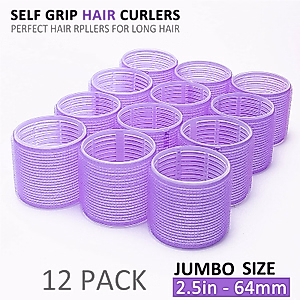 Jumbo Size Hair Roller sets, Self Grip, Salon Hair Dressing Curlers, Hair Curlers, 2 size 24 packs