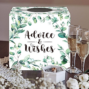 Advice and Wishes Cards for Newlyweds, Bridal Shower Game, 50 Pieces Green Themed Advice Cards with Holder Box for Bridal Shower, Meaningful Wedding Party Activity-13