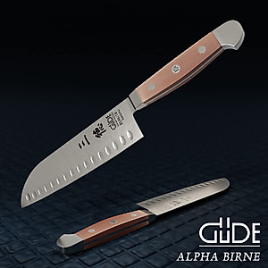 Güde Alpha Pear Series Hand Forged/Sharpened Santoku Knife, 7-in - Ice Hardened Steel - Made in Solingen, Germany Since 1910
