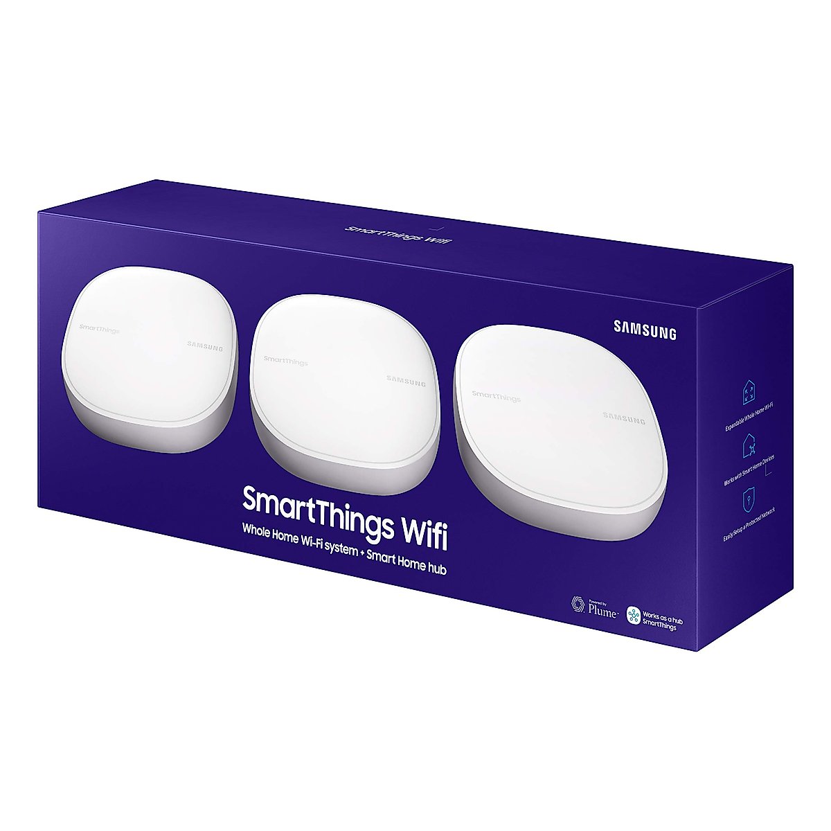 Samsung SmartThings Wifi Mesh Router Range Extender SmartThings Hub Functionality Whole-Home WiFi Coverage - Zigbee, Z-Wave, Cloud to Cloud Protocols - White (3 Pack) - ET-WV525KWEGUS (Renewed)