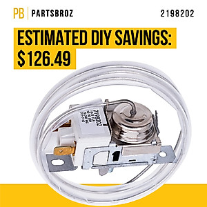 PartsBroz WP2198202 2198202 Thermostat Control - Compatible With Whirlpool Kenmore Roper Estate Refrigerator - Replaces PS11739232 1110552 1115242 1115243 AP6006166 ED5VHEXVB06 ED5KVEXVQ00 ED5FVGXWS01
