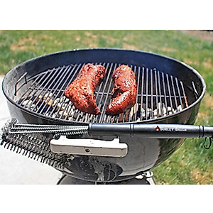 Burley Brush 3X Stainless Grill Brush, Ultimate Cleaning Brush for your BBQ Grill, Long 18" Handle, Heavy Duty Construction, Built to Last with Rugged Twist Wire Design - Works great with all Weber, Charbroil, Traeger and all Porcelain Style Grills - Make