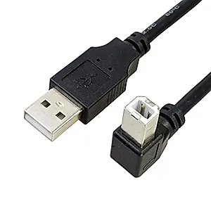 Traovien USB Printer Cable, 3.3Ft USB Type A to Type B Cable, USB 2.0 A Male to B Male 90 Degree Printer USB Cord for HP, Canon, Dell, Epson, Lexmark and More Printers(1m) (Down)
