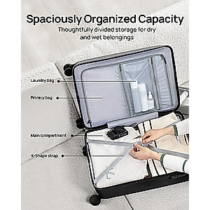 NINETYGO Carry on Luggage, Airline Approved, 22-Inch Hard-Shell Suitcases with Spinner Wheels for Travel, Kids Luggage for Boys, 22 X 14 X 9 Inches (Midnight Black)