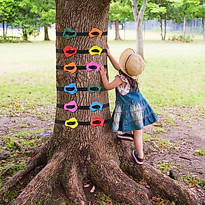 Perantlb Rock Climbing Holds Set Ninja Tree Climbing Holds for Kids Climber, Tree Climbing kit with 6 Ratchet Straps for Outdoor-Ninja Tree Climber, Play Set Climber Attachments with Carry Bag…