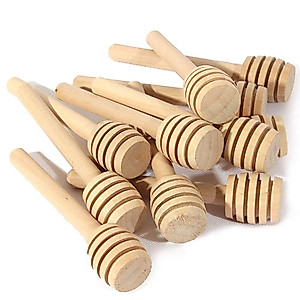 Besokuse Wood Honey Dipper Sticks Server for Honey Jar Dispense Drizzle Honey, Wedding Party Favors … (set of 30)