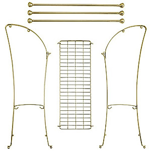 mDesign Large Standing Metal Bathroom Towel Holder Stand with Shelf - 3-Tier Towel Rack Stand for Hanging Bath, Hand, and Fingertip Towels - Towel Stand for Bathroom - Hyde Collection - Soft Brass