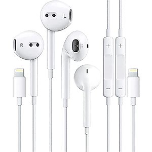 2 Pack-Apple Headphones Wired Earbuds with Lightning Connector Earphones with Built-in Microphone & Volume Control [Apple MFi Certified] Compatible with iPhone 13/12/11/XR/XS/X/8/7/SE