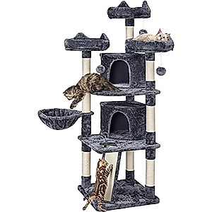 Yaheetech 68.5in Multi-Level Cat Tree Large Cat Condo with Sisal-Covered Platforms Scratching Board & Scratching Posts, Cozy Perches, Stable Cat Tower Cat Condo Pet Play House, Dark Gray