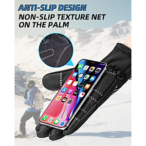 ROCKBROS Winter Cycling Gloves for Men Women Water Resistant Touch Screen Gloves Shock-Absorbing Full Finger Biking Glove Anti-Slip Motorcycle Mountain Bike Gloves, for Fishing, Driving, Golfing