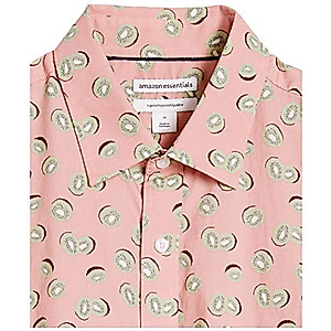 Amazon Essentials Men's Regular-Fit Short-Sleeve Print Shirt, Pink Fruit, Large