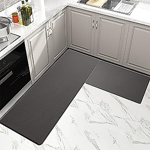 LOKNGXU Kitchen Rugs and Mats Non-Slip Waterproof Mat Cushioned Comfort Runner Rug Standing Floor Rugs (Dark Gray, 17"x59")