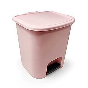 PLASTIFIC 7.5L Foot Pedal Bin Dustbin Rubbish Paper Waste Kitchen Office Plastic Bins (Pink with Black Removable Inner Bucket)…