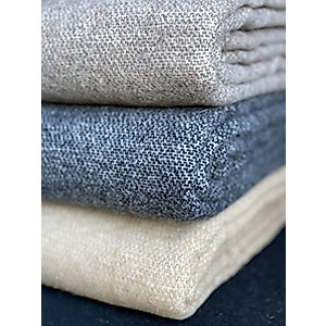 Eikei Wool Throw Blanket Double Sided Oversized Couch Throw Blanket Fringe Trim Soft Merino Woolen Afghan Minimalist Style Lightweight Machine Washable Solid Reversible (Camel, 55Wx78L)