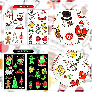 Qpout 10 Sheets Christmas Temporary Tattoos Luminous Christmas Tattoos Stickers Stocking Gift Stuffers for Kids Girls Boys Xmas Eve Christmas Party Favors Supplies Decorations