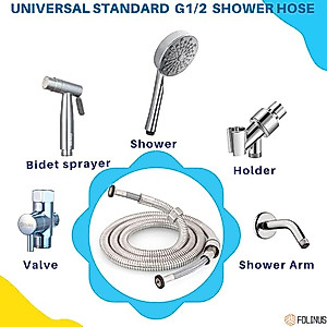 FOLINUS Bidet Sprayer Hose 48-inch Stainless Steel Double Sprial Nylon Braided Hose with 1/2'' Connector (Brushed Nickel)