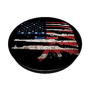 USA Flag Guns Weapons Rifles 2A Amendment Fathers Day Gift PopSockets PopGrip: Swappable Grip for Phones & Tablets PopSockets Standard PopGrip