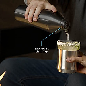 Elevated Craft Hybrid Cocktail Shaker - Premium Vacuum Insulated Stainless Steel Gunmetal Cocktail Shaker - Innovative Measuring System - Martini Shaker for the Home Bartender - 28oz Total Volume