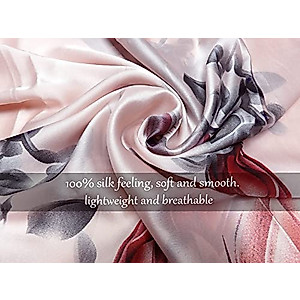 Gragengs Women Silk Scarves Long Satin Lightweight Outdoor Shawl Wraps Printed Head Scarf 70''X35'',07-Pink