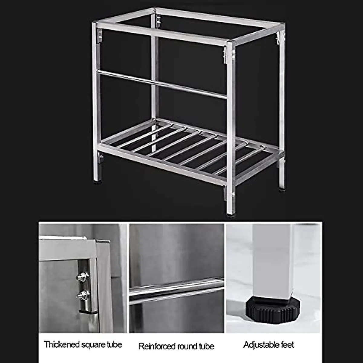 EMENG Commercial Sink Kitchen Wash Basin Stainless Steel Garden Sink, Multi Functional Single Bowl Sink with Stand for Vegetable Washing Basin Sinks, for Outdoor Indoor Garage Kitchen La