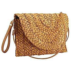 Rkrouco Women's Straw Shoulder Bag Straw Clutch Purse Summer Beach Bags Crossbody Wallet Woven Handbags