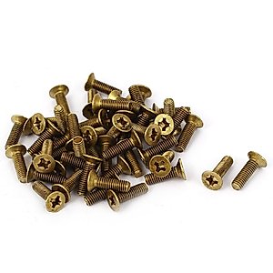 uxcell M3 x 10mm Brass Phillips Drive Bolts Countersunk Screws GB819 50 Pcs
