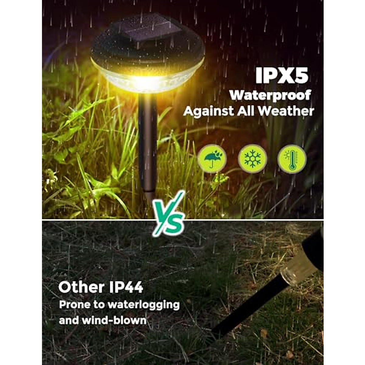 Staffzille Solar Pathway Lights 8 Pack, Solar Lights Outdoor Waterproof IPX5, 200lm Brightness Up to 10 Hours Auto On/Off Decorative Solar Lights for Outside Garden, Landscape, Yard, Patio, Driveway