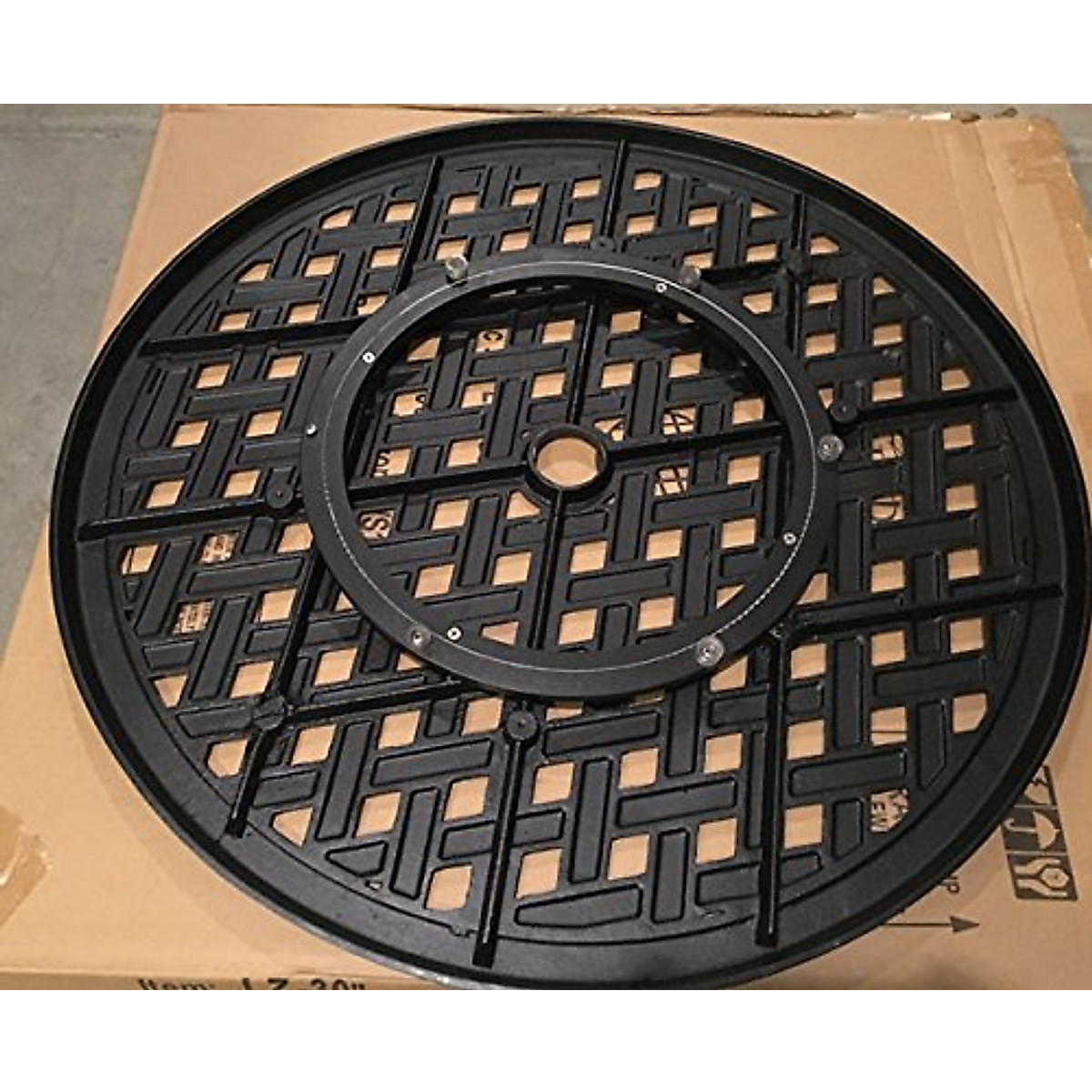 Outdoor Lazy Susan with Umbrella Hole 30" Turntable Patio cast Aluminum Nassau Bronze