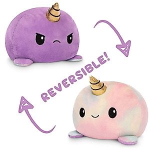 TeeTurtle - The Original Reversible Narwhal Plushie - Purple Tie Dye - Cute Sensory Fidget Stuffed Animals That Show Your Mood