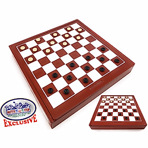 Matty's Toy Stop Exclusive Deluxe 10-in-1 Chess, Checkers, Tic Tac Toe, Backgammon, Mill, Roll Em, Insanity, Chinese Checkers, Mancala & Pick-Up Sticks Wooden Cabinet Game Set