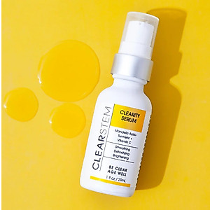 CLEARSTEM - CLEARITY The Blackhead Dissolver Mandelic Acid Serum - Vitamin C, Turmeric, Collagen Boost - All Skin Types - Facial Skin Care Products - Vegan, Gluten Free, Cruelty Free - 1 fl oz / 29ml