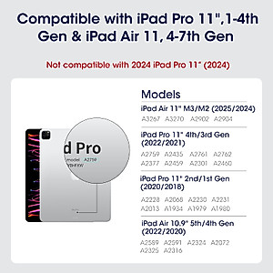 PITAKA iPad Pro 11 Inch Case, Compatible with iPad Air M3/M2 11 Inch (4-7th Gen) & 2022/2021/2020/2018 iPad Pro 11 (1-4th Gen), Portrait/Landscape Magnetic Case with 4 Standing Angles - White