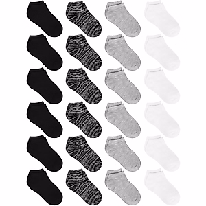 Poroka 24 Pairs Kids' Low Cut Socks Half Cushion Kids Ankle Socks Unisex Boys Girls Socks for Kids Toddlers