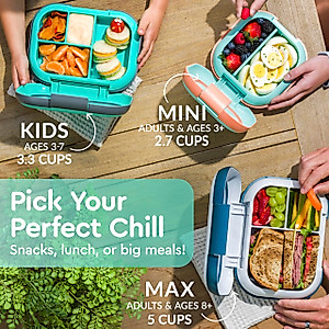 Bentgo® Kids Chill Lunch Box - Bento-Style Lunch Solution with 4 Compartments and Removable Ice Pack for Meals and Snacks On-the-Go - Leak-Proof, Dishwasher Safe, Patented Design (Aqua)