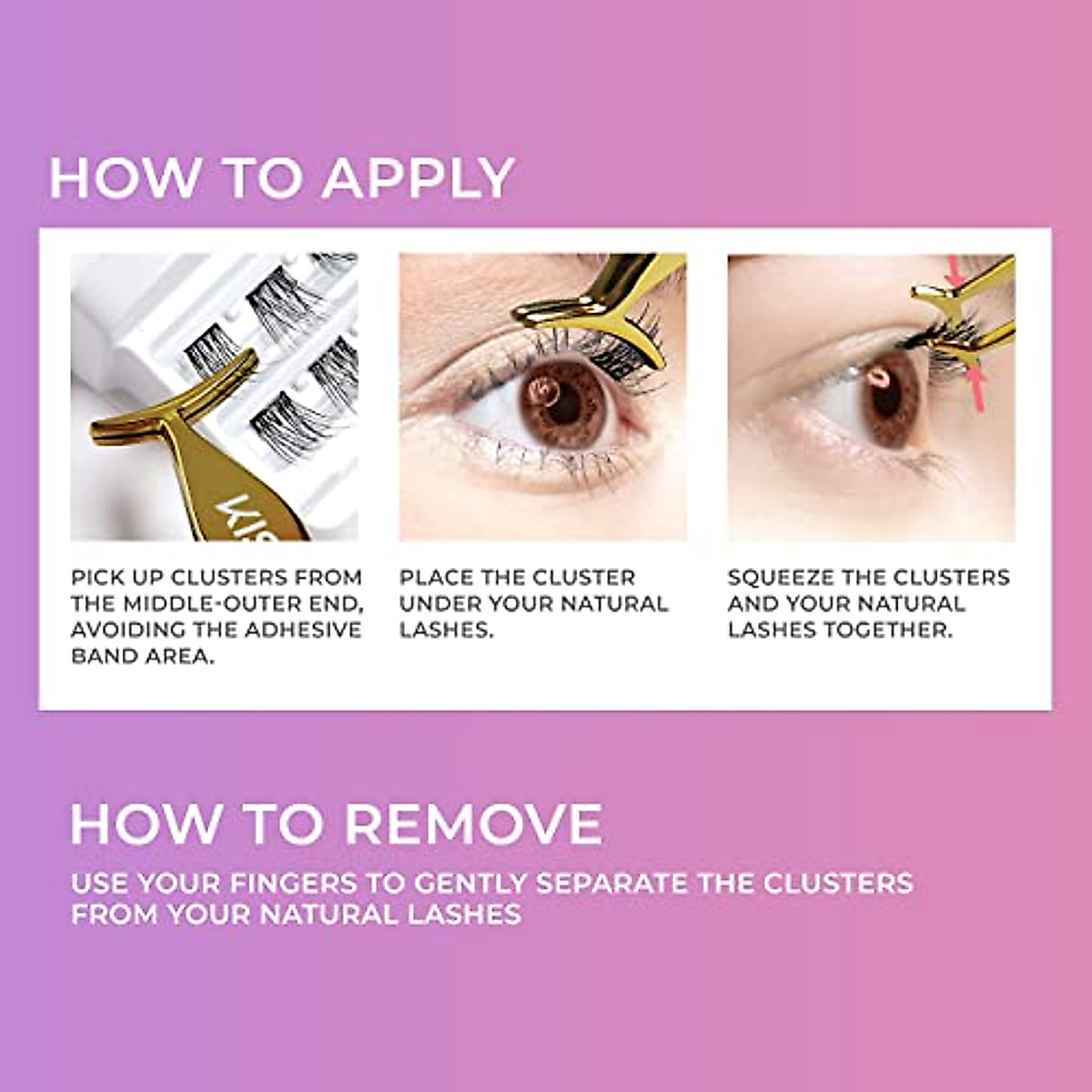 KISS imPRESS Falsies False Eyelashes, Lash Clusters, Natural', 12 mm, Includes 20 Clusters, 1 applicator, Contact Lens Friendly, Easy to Apply, Reusable Strip Lashes