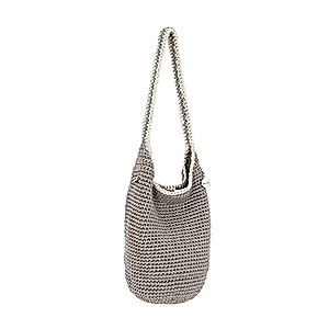 The Sak 120 Hand-Crochet Crossbody Bag, Large Purse with Convertible Straps, Cloud